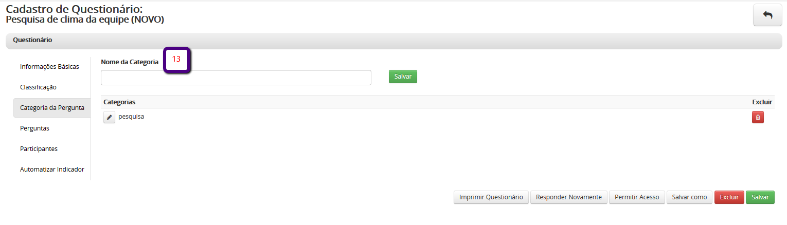 Criar questionário | Wiki EPA