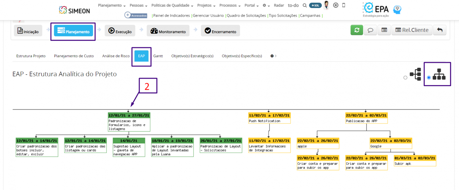 Projetos – Melhorias Visualização EAP e GANTT | Wiki EPA