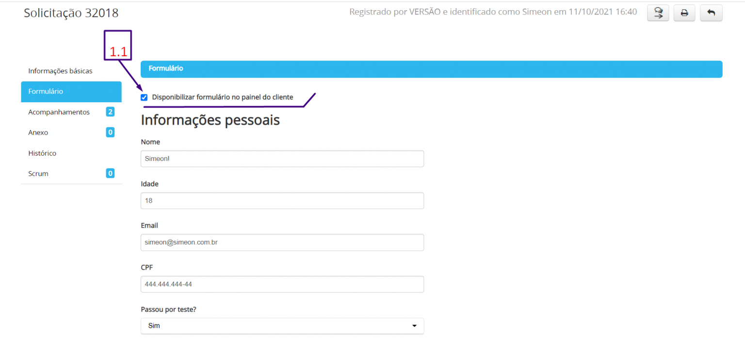 Portal – Solicitação: Acesso ao formulário de solicitação no painel do ...
