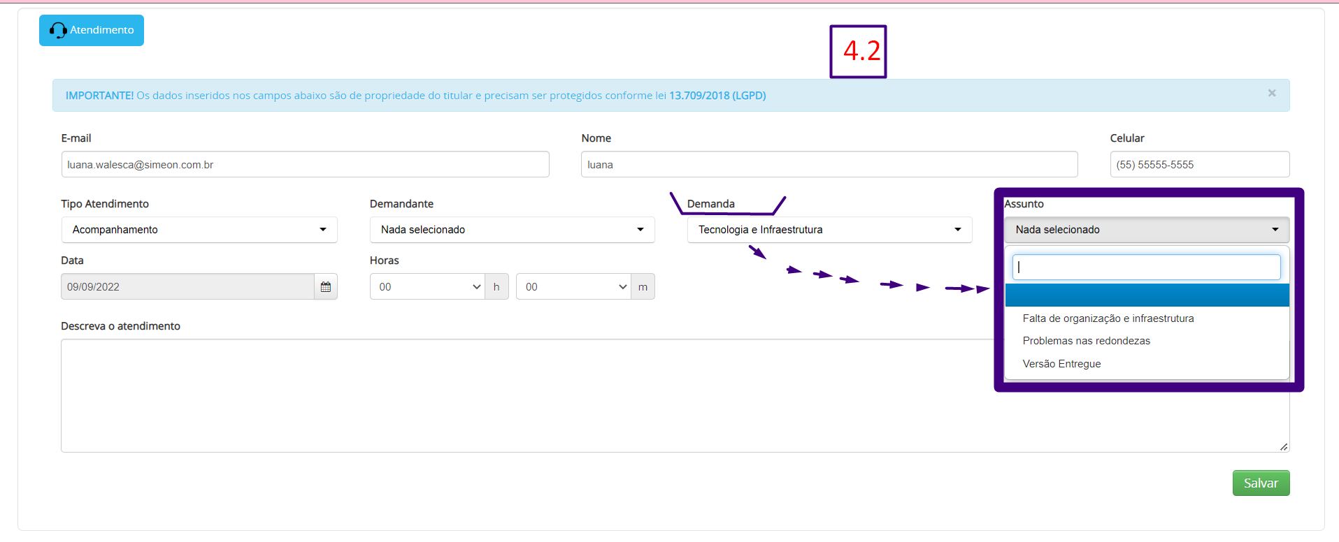 Ouvidoria – Vincular assuntos à uma demanda no EPA. | Wiki EPA