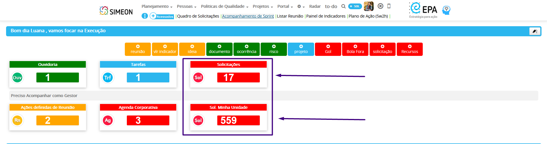 Solicitações – Tempo Restante de Execução das Fases na Tela Principal ...